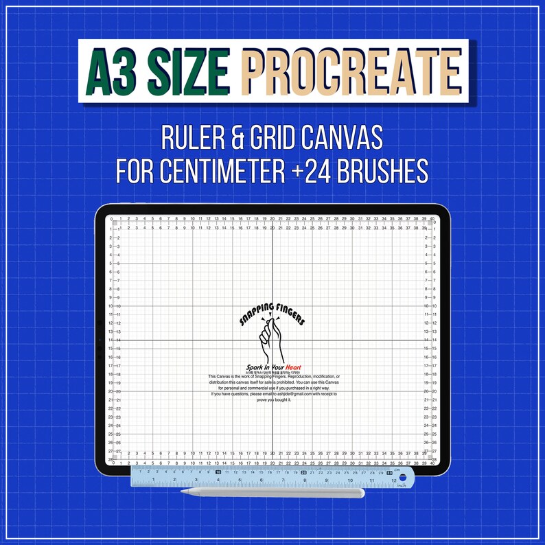 Bundle Set of A5, A4, A3, A2 and Letter Sizes Procreate Rulers & Grid Canvases for Centimeters ...