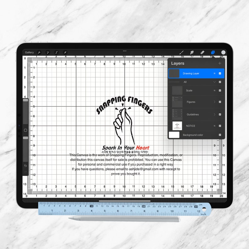A5 Procreate Ruler & Grid Canvas for Centimeter With 24 Brushe for ...