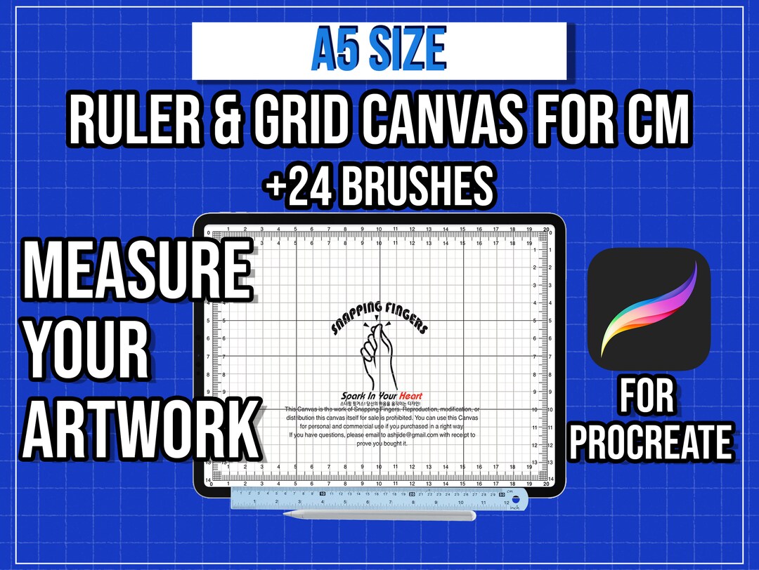 A5 Procreate Ruler & Grid Canvas for Centimeter With 24 Brushe for Creative Potential and Create ...