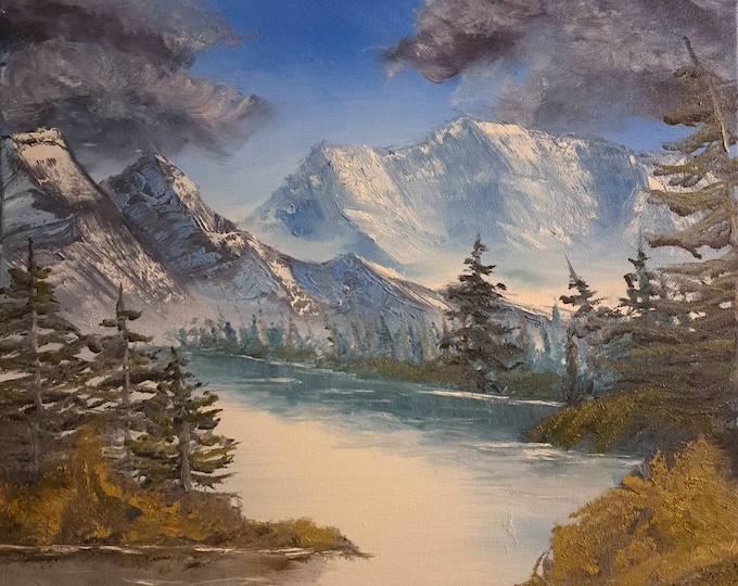 Mountains Bob Ross Style Oil Painting - Etsy