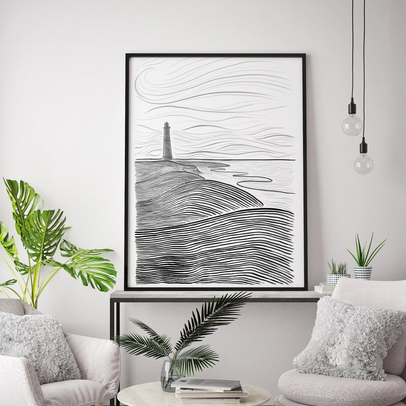 Beach Line Art - Etsy