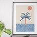 Blue Palm Tree, Palm Tree Decor, Coastal Poster, Sunset Poster, Palm ...