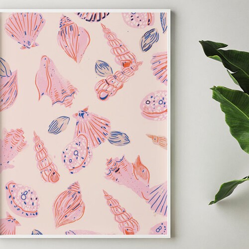 Sea Shell Art Nautical Poster Shell Illustration Coastal - Etsy