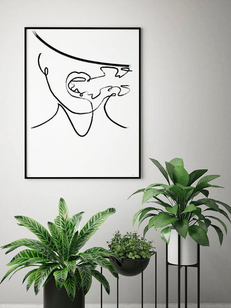 Anonymous Smoker Line Art Scandinavian Print Tumblr Room - Etsy