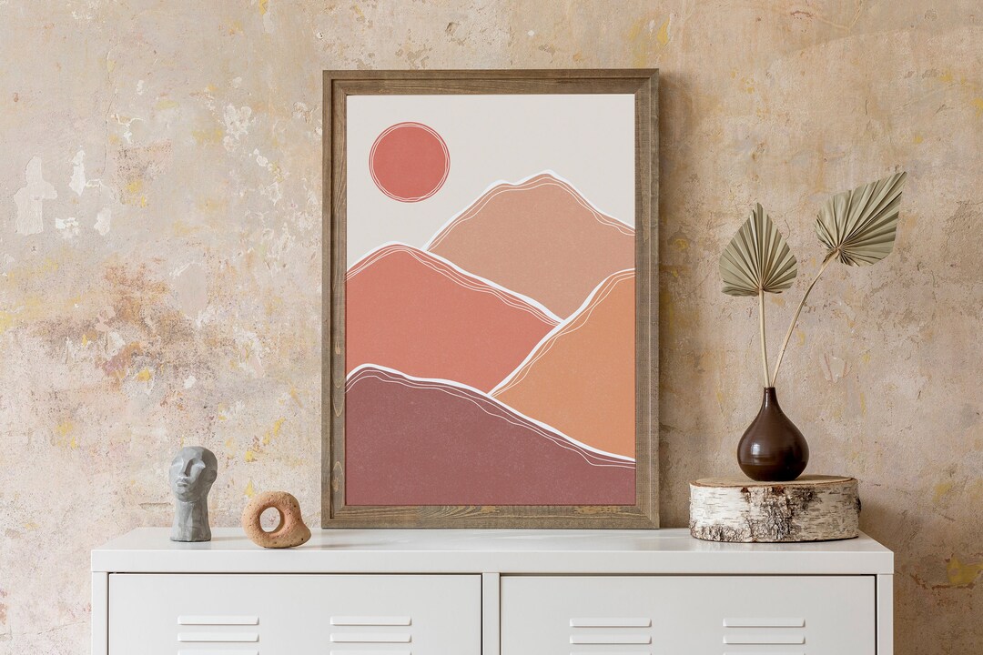 Daytime Glow, Scandi Poster, Terracotta Wall Art, Landscape Poster ...