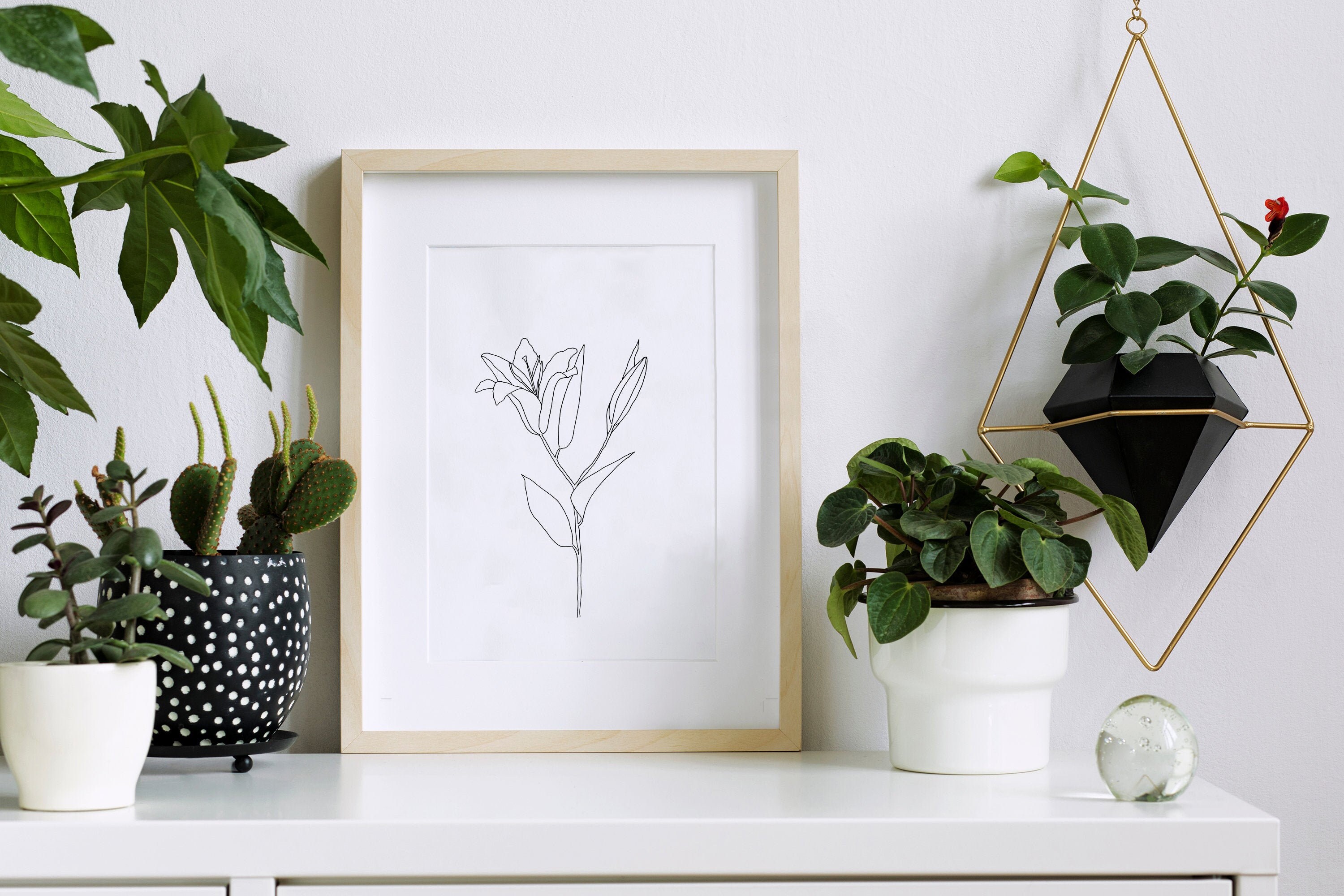 Lily Print Flower Art Botanical Print Line Drawing Floral - Etsy