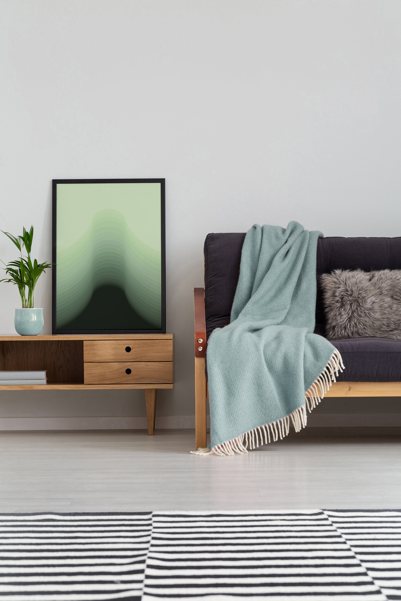 Green Lines Poster Abstract Poster Scandinavian Print | Etsy