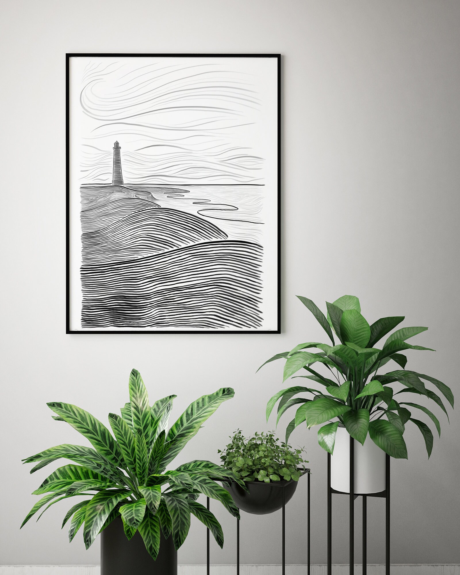 Lighthouse Print Scandinavian Print Minimalist Print Line | Etsy