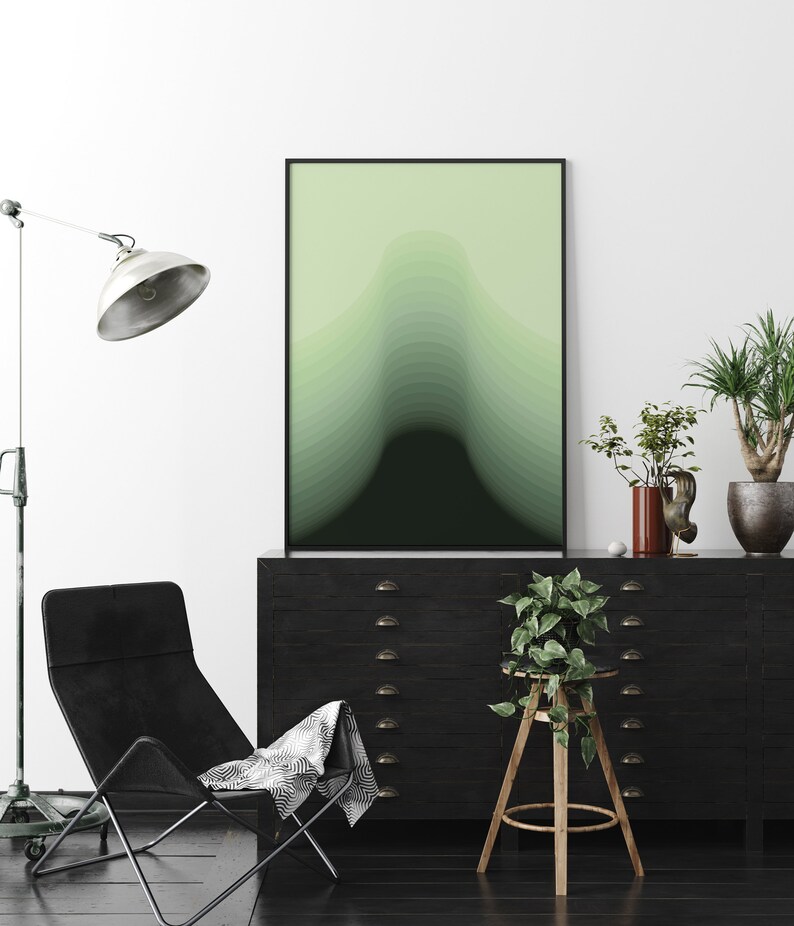 Green Lines Poster Abstract Poster Scandinavian Print | Etsy