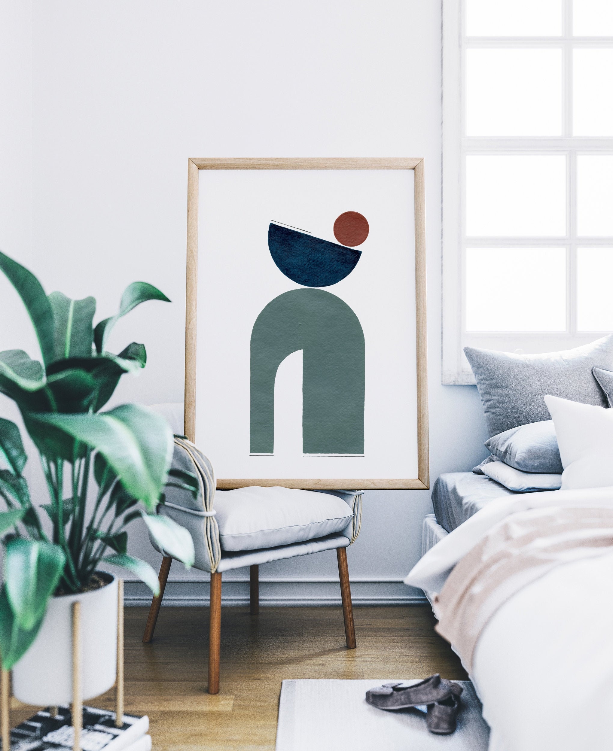 Geometric Poster, Teal Geometric Art, Scandi Poster, Teal Wall Art ...