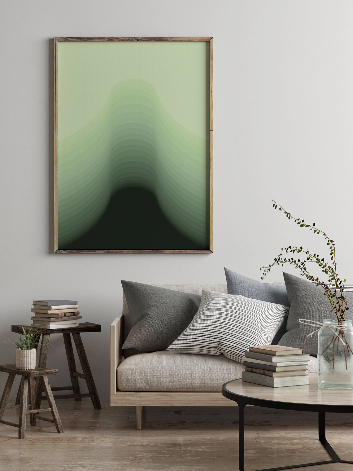 Green Lines Poster Abstract Poster Scandinavian Print | Etsy