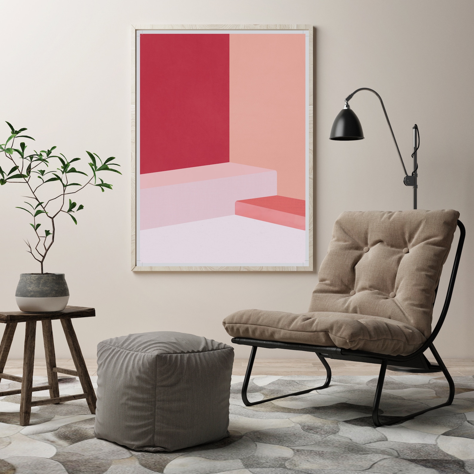 Pink Room Poster | Nordic Decor | Scandinavian Print | Minimalist Print ...