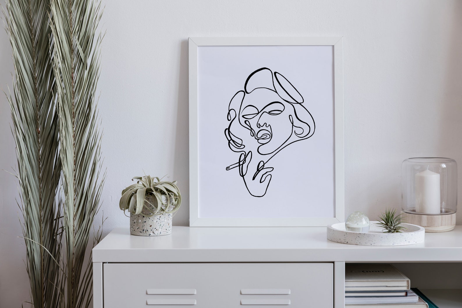 Woman Line Art, Woman Smoking Art, Smoking Girl Print, Line Art Poster ...