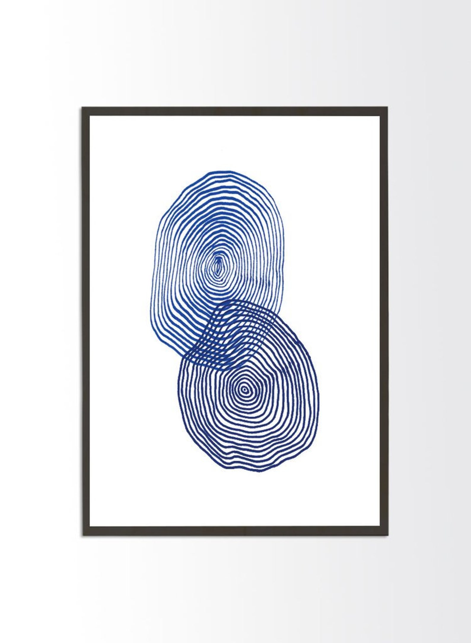 Les Cercles Blue Line Art, Navy Blue Wall Art, Line Drawing, Geometric ...