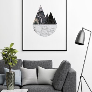 Marble Mountains Poster, Marble Wall Decor, Abstract Artwork ...