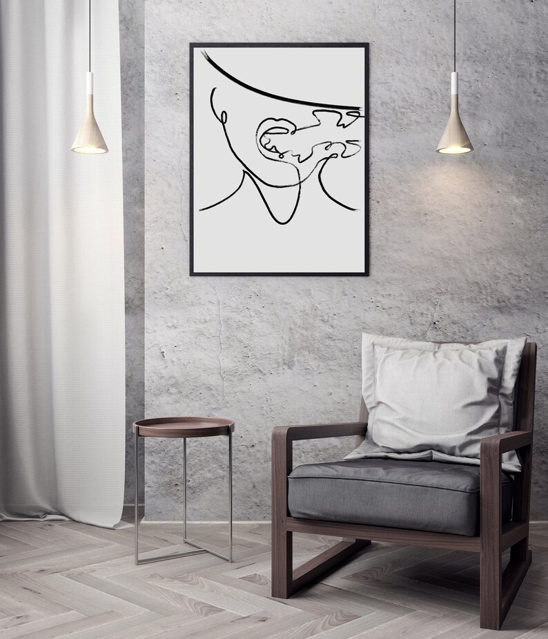 Anonymous Smoker Line Art Scandinavian Print Tumblr Room - Etsy
