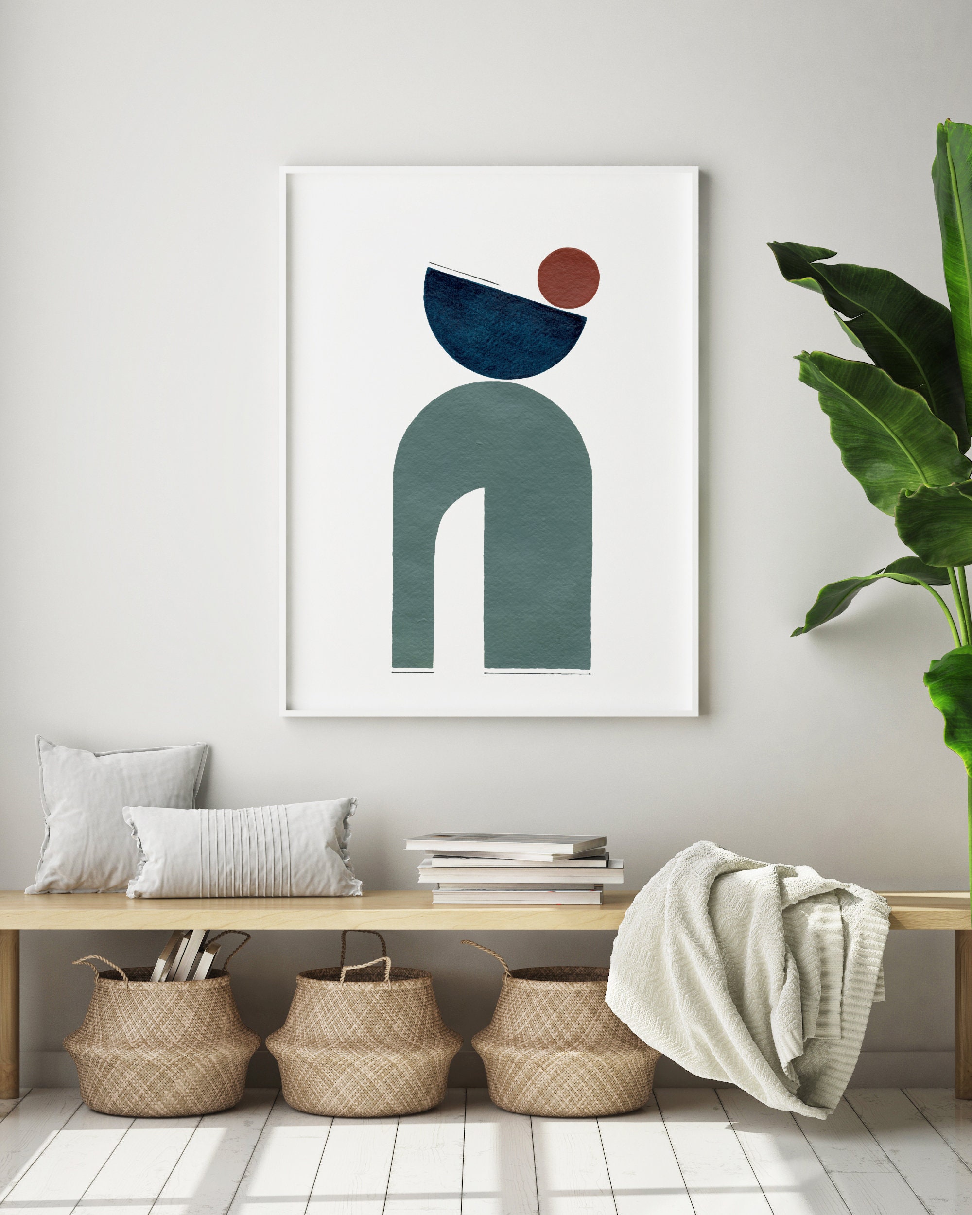 Geometric Poster Teal Geometric Art Scandi Poster Teal Wall | Etsy