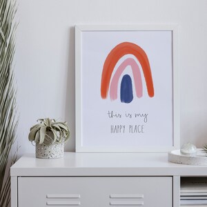 Happy Place Poster, Rainbow Art, Minimalist Rainbow, Rainbow ...