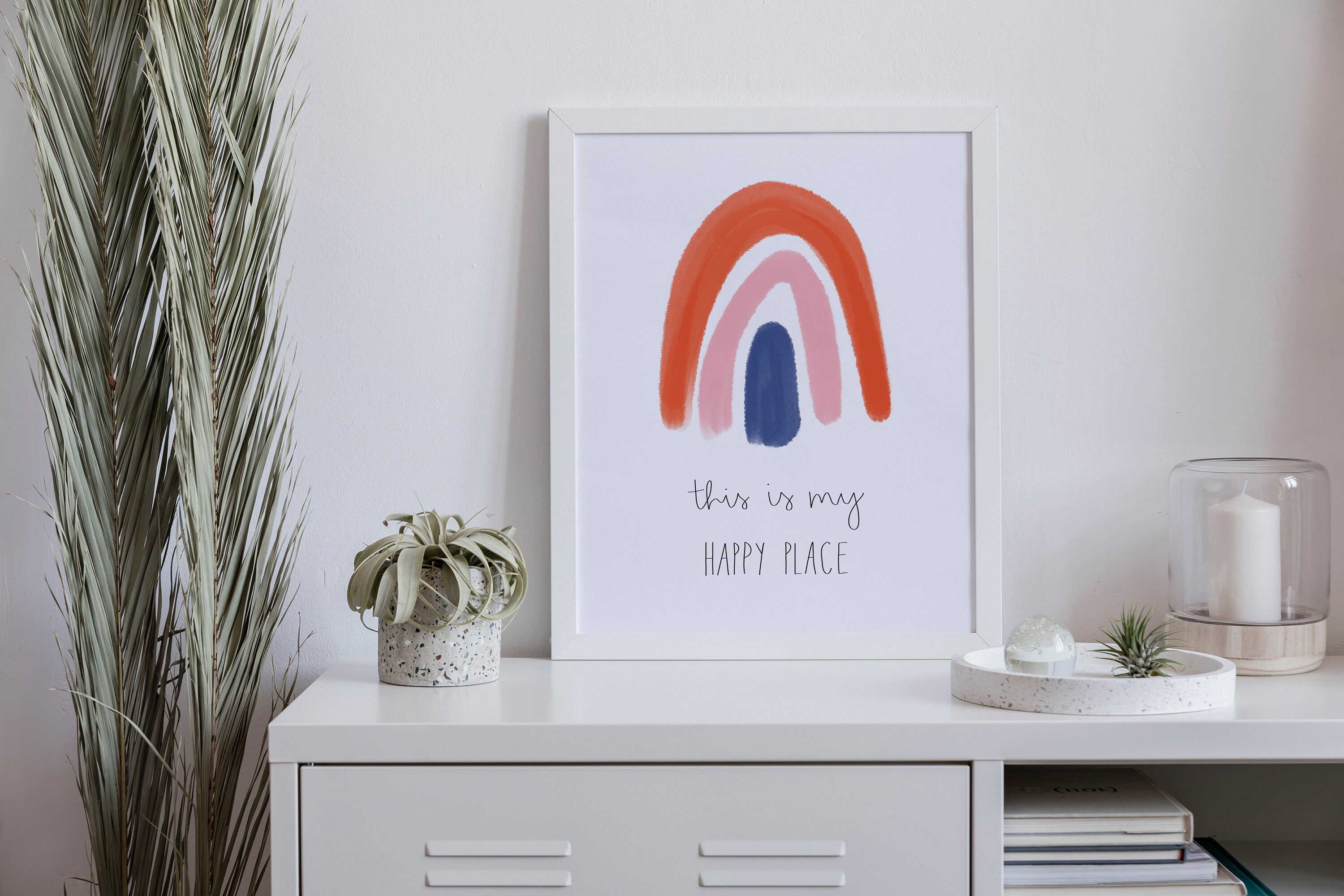 Happy Place Poster, Rainbow Art, Minimalist Rainbow, Rainbow ...