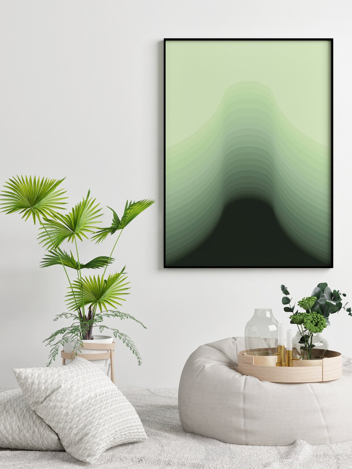 Green Lines Poster Abstract Poster Scandinavian Print | Etsy