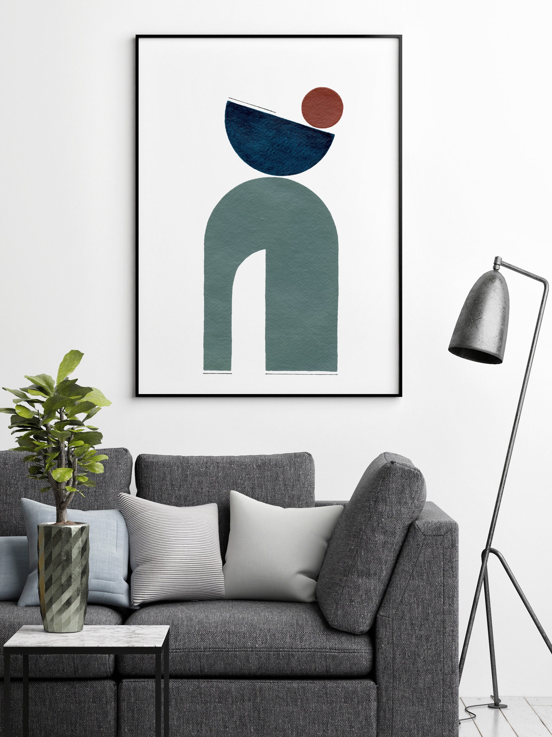 Geometric Poster, Teal Geometric Art, Scandi Poster, Teal Wall Art ...