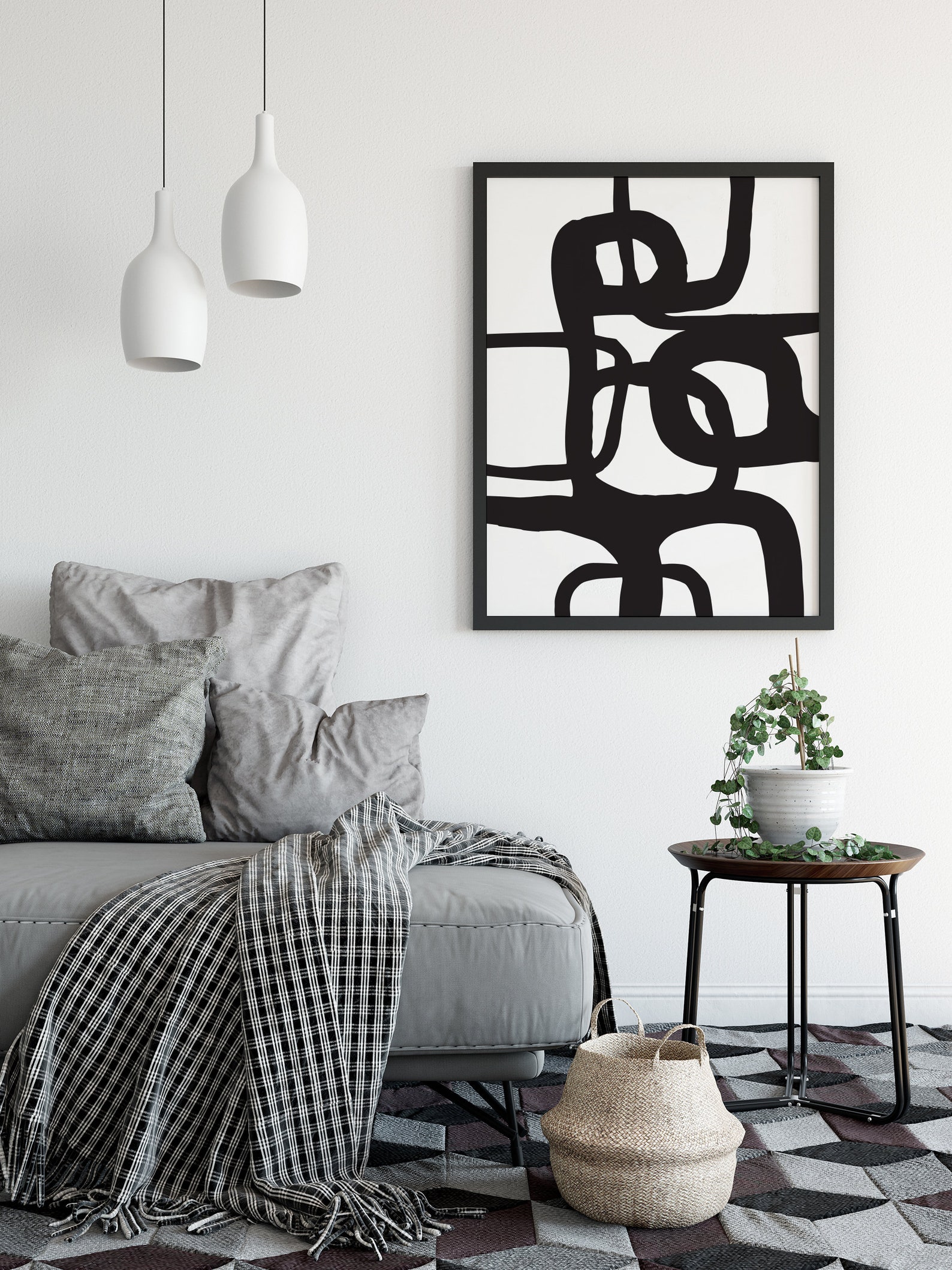 Abstract Black Poster Black White Print Modern Wall Decor | Etsy