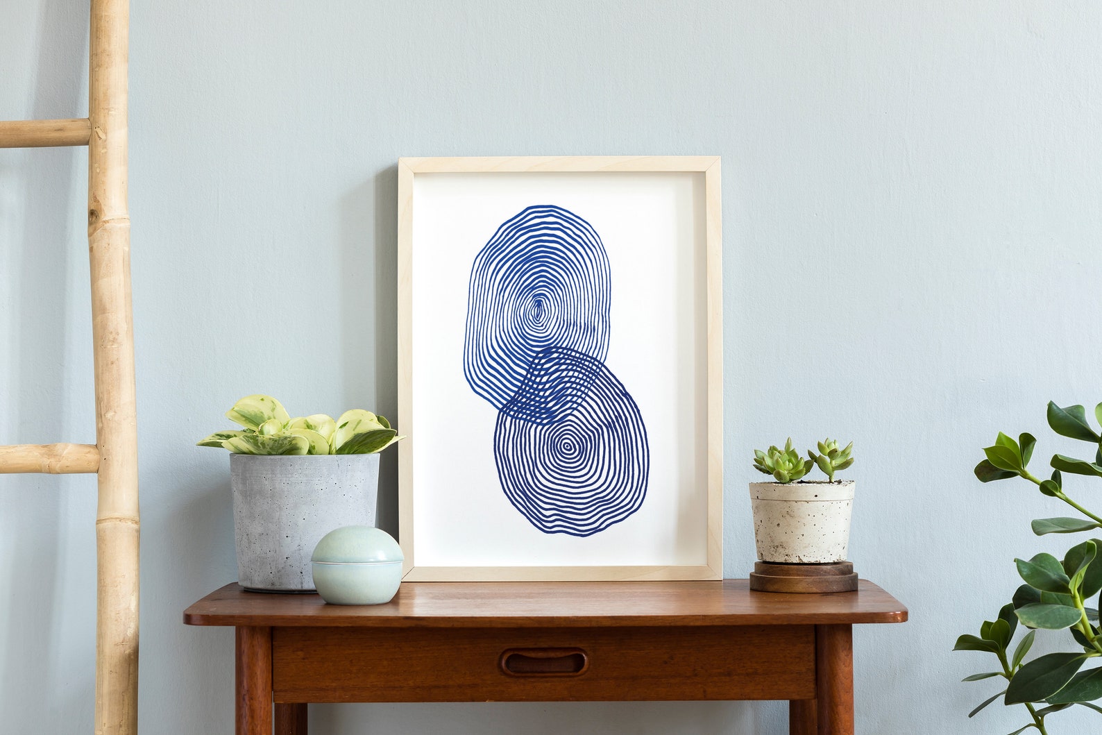 Les Cercles Blue Line Art Navy Blue Wall Art Blue Line - Etsy