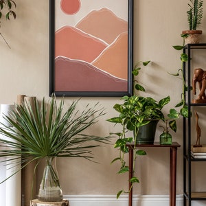 Daytime Glow, Scandi Poster, Terracotta Wall Art, Landscape Poster ...