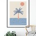 Blue Palm Tree, Palm Tree Decor, Coastal Poster, Sunset Poster, Palm ...