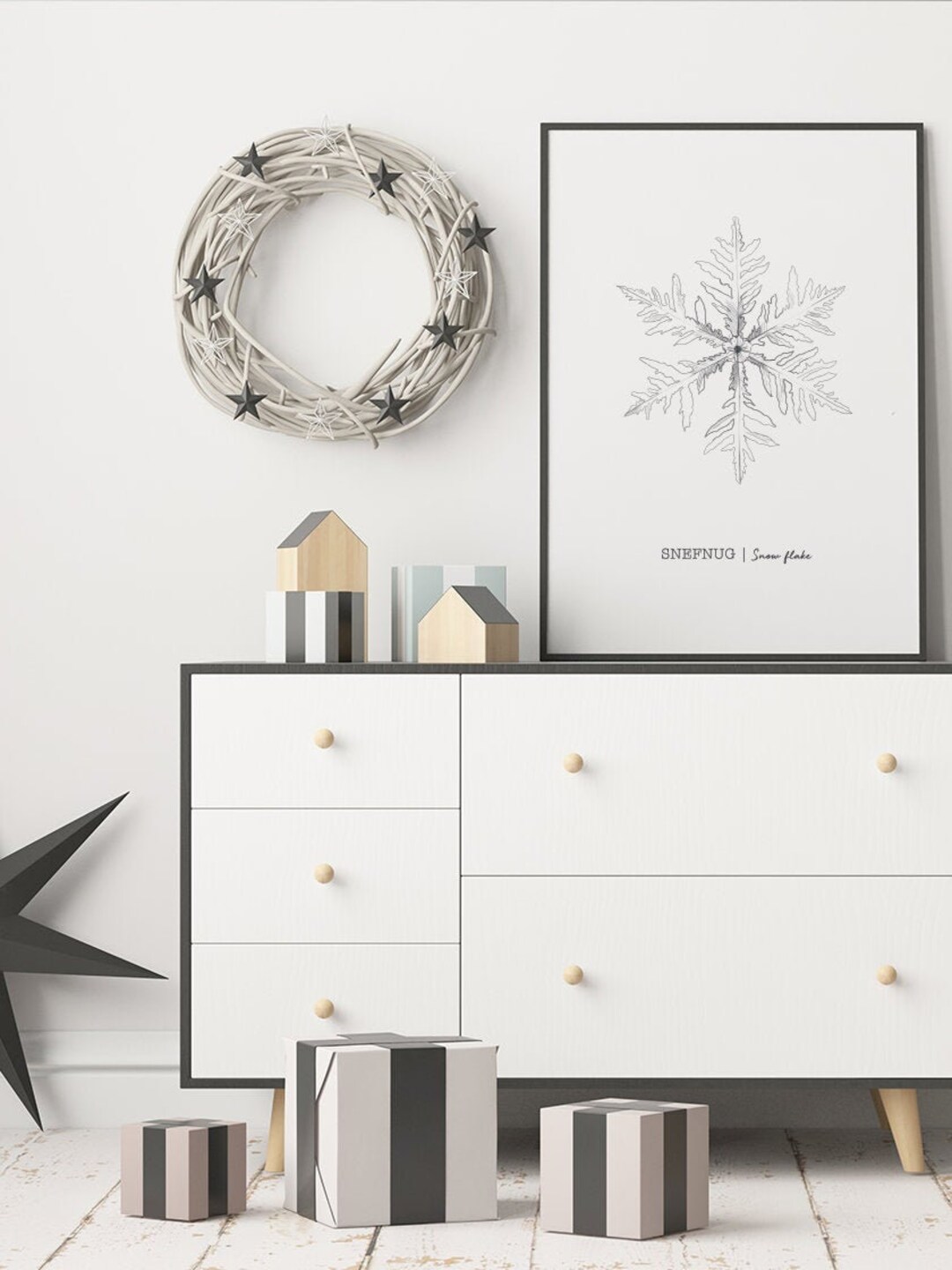 Snowflake Poster, Christmas Poster, Snowflake Art, Holiday Poster ...