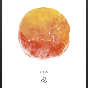 Leo Poster, Leo Zodiac Sign, Leo Birthday Gift, Astrological Poster ...