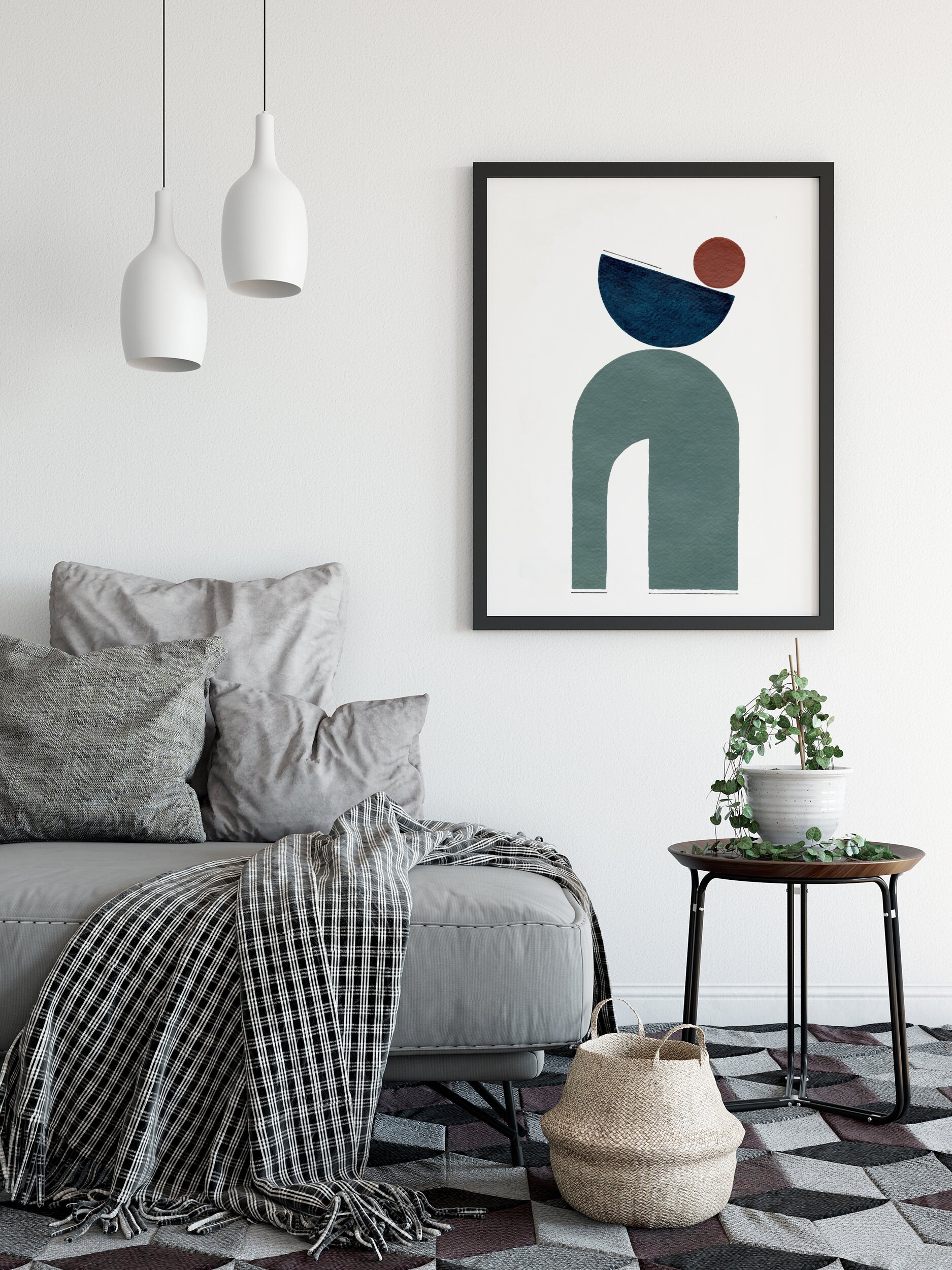 Geometric Poster, Teal Geometric Art, Scandi Poster, Teal Wall Art ...