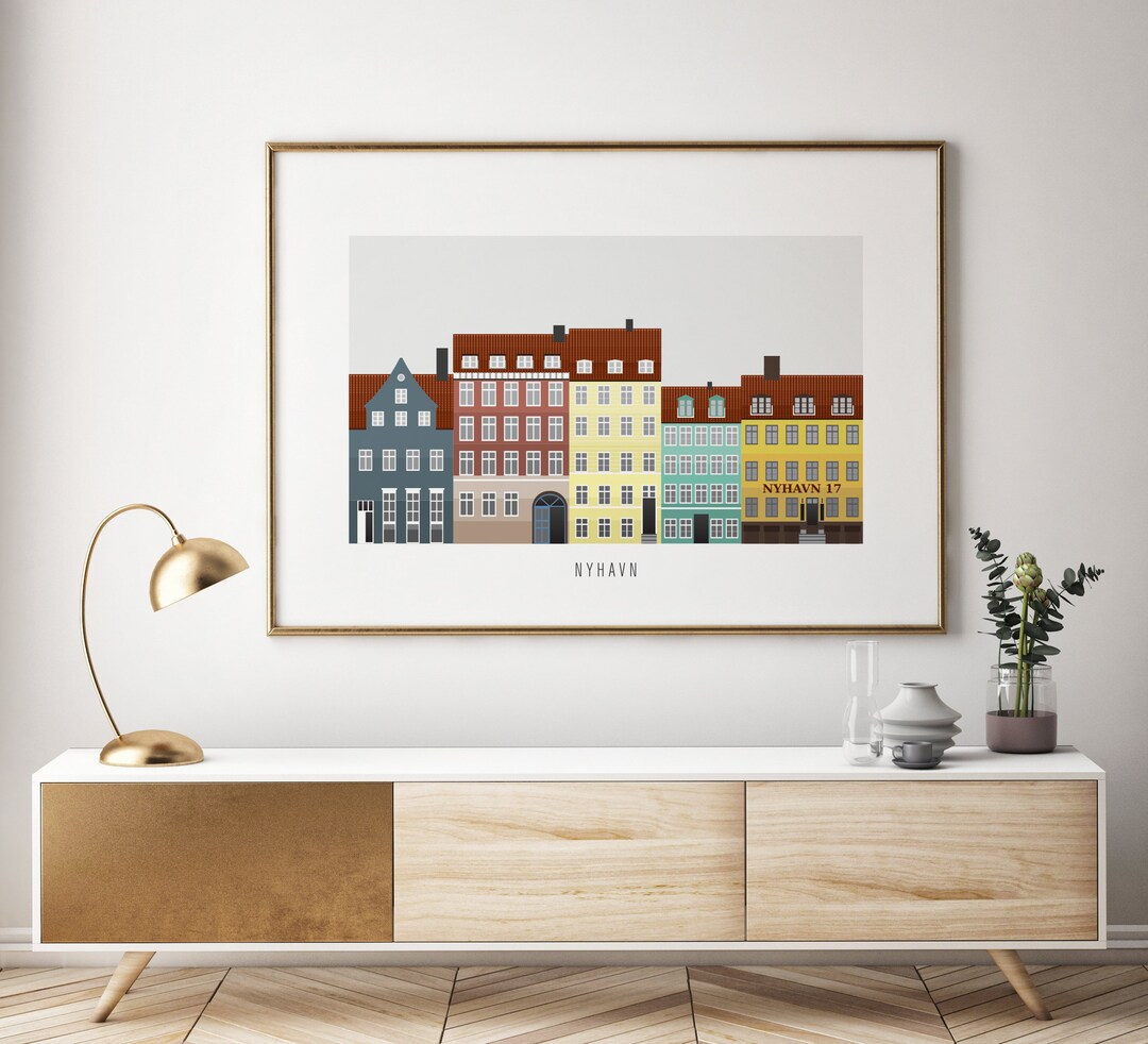 Copenhagen Poster, Nyhavn, Denmark, Travel Illustration, Travel Wall ...