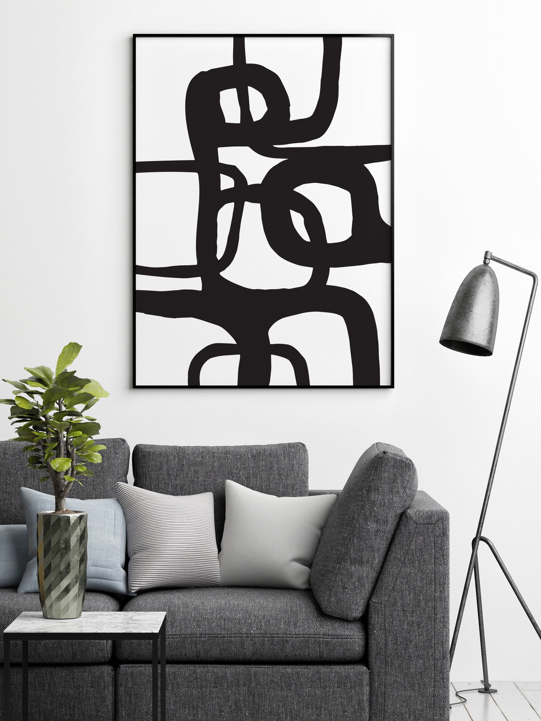 Abstract Black Poster Black White Print Modern Wall Decor | Etsy