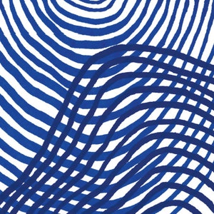 Les Cercles Blue Line Art, Navy Blue Wall Art, Line Drawing, Geometric ...