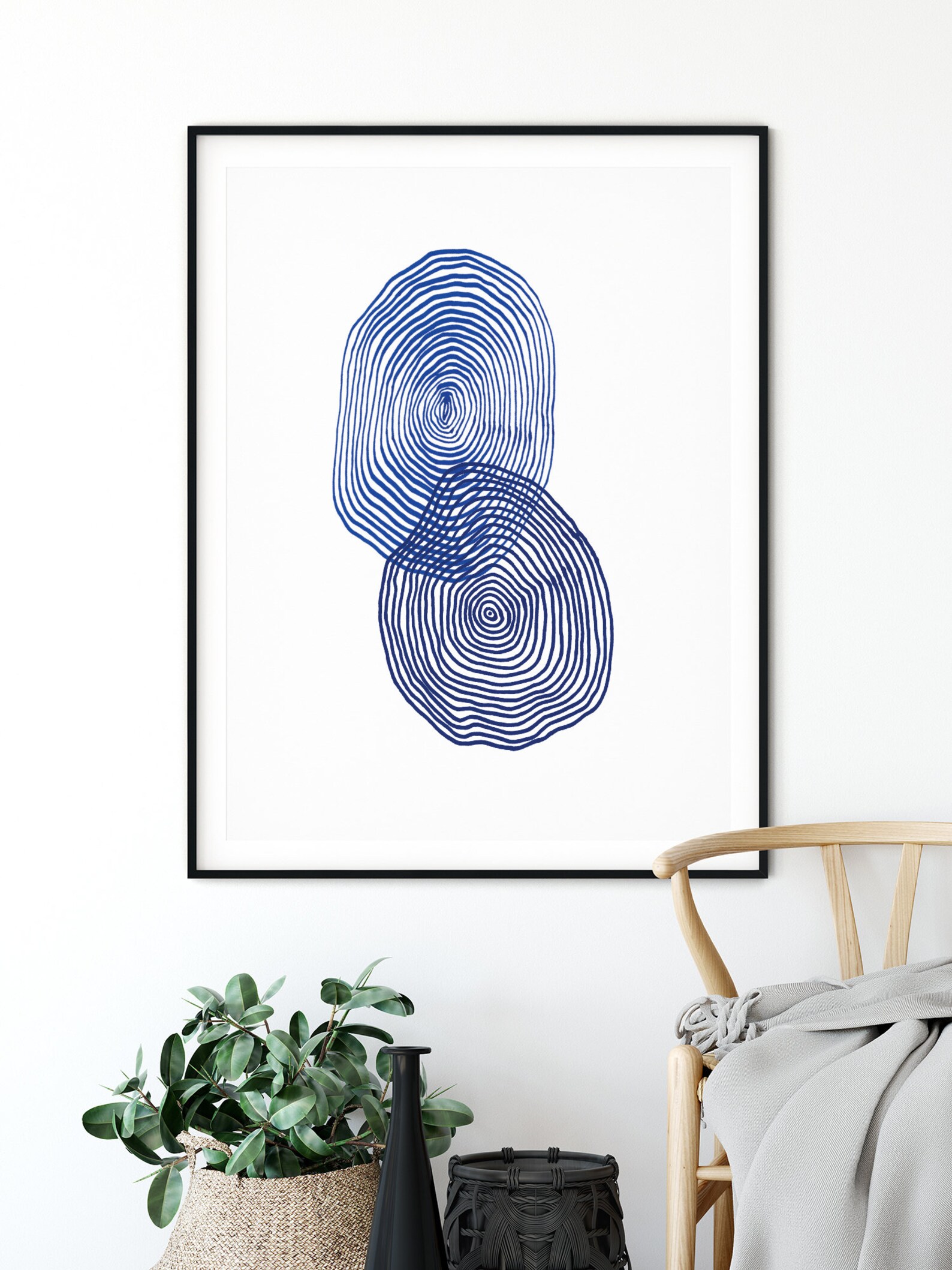 Les Cercles Blue Line Art Navy Blue Wall Art Blue Line - Etsy