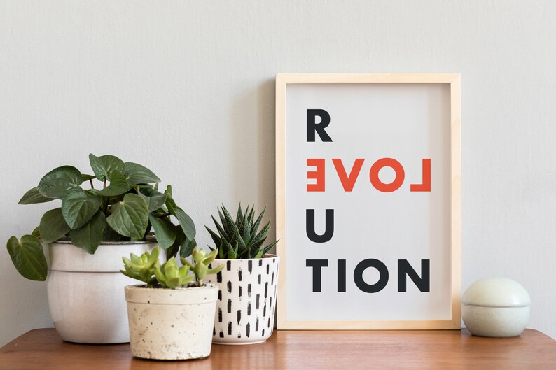 Love Revolution Typography Poster Minimalist Poster Large - Etsy