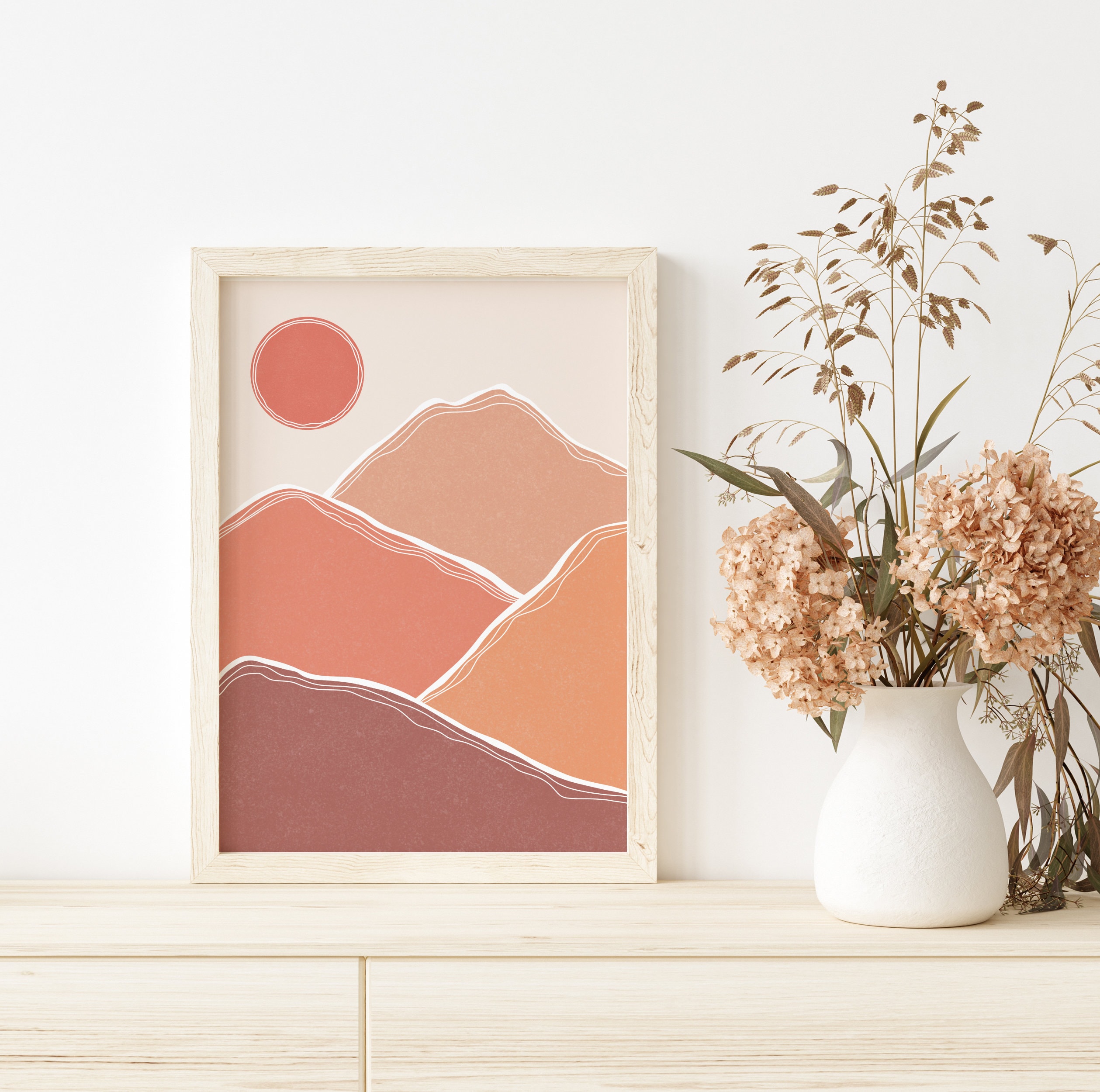 Daytime Glow, Scandi Poster, Terracotta Wall Art, Landscape Poster ...