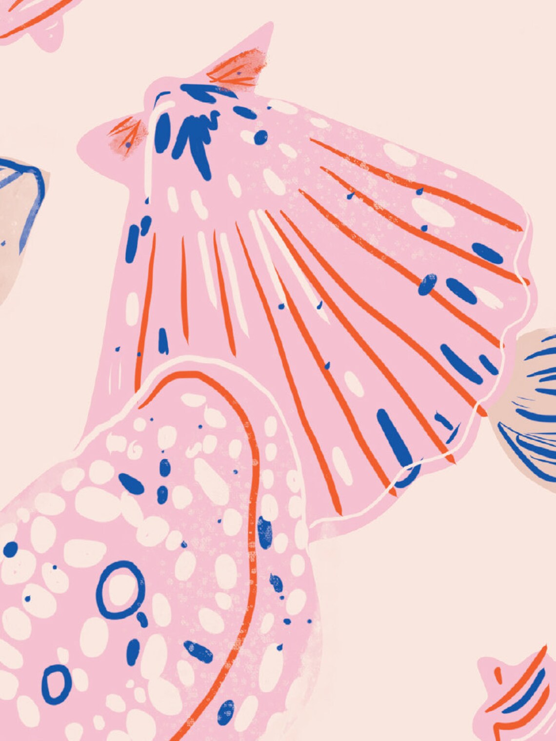 Sea Shell Art Nautical Poster Shell Illustration Coastal - Etsy