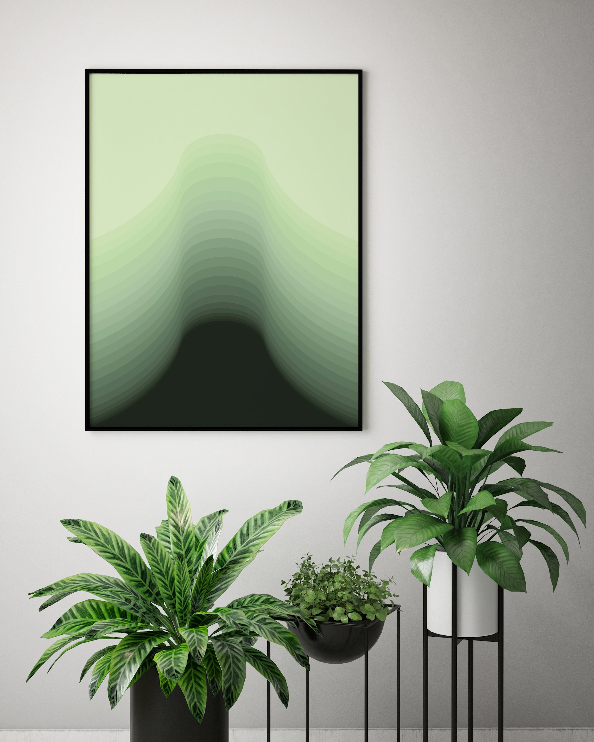 Green Lines Poster Abstract Poster Scandinavian Print | Etsy