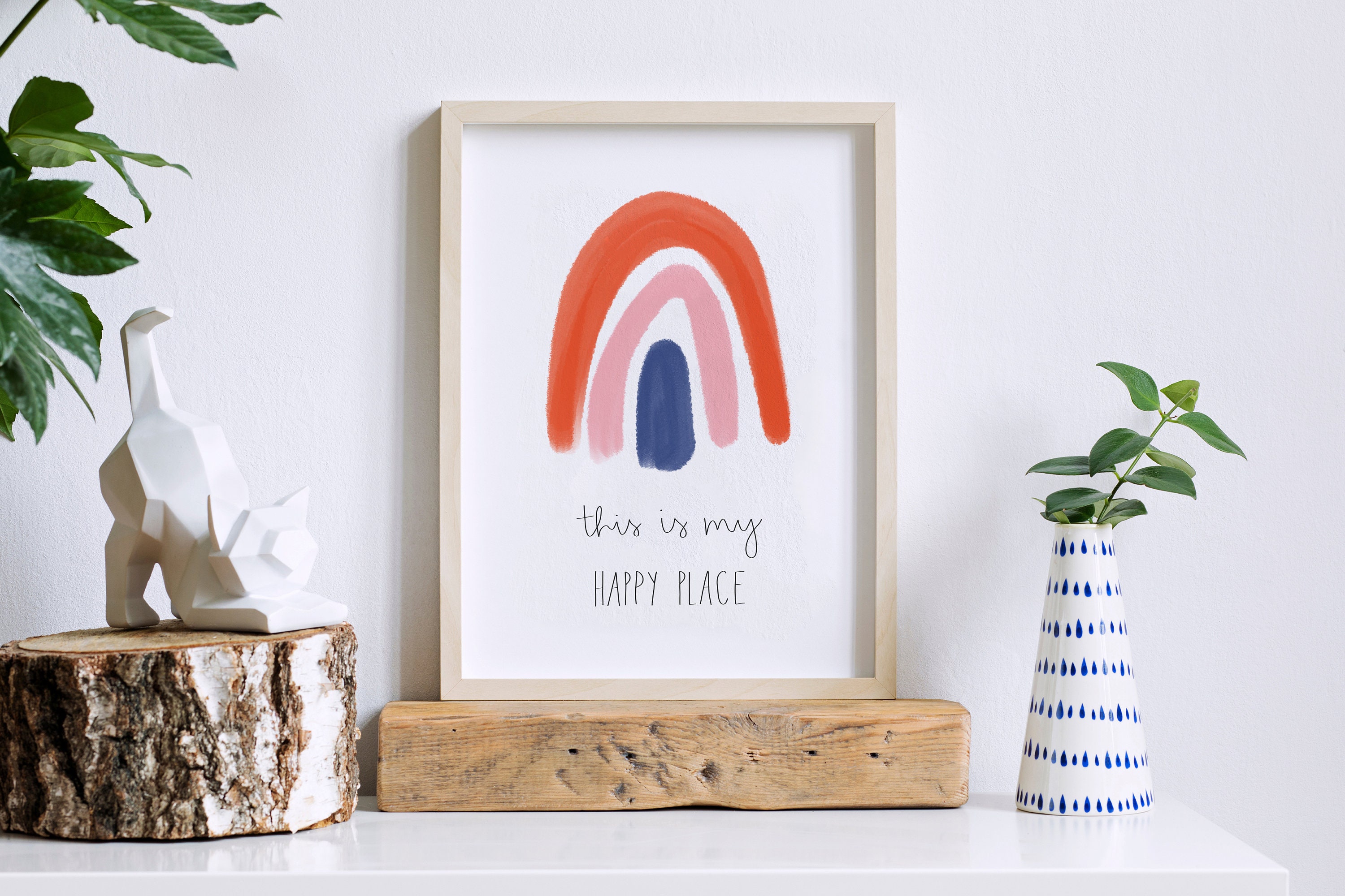 Happy Place Poster, Rainbow Art, Minimalist Rainbow, Rainbow ...