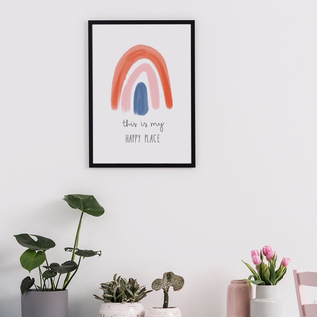 Happy Place Poster, Rainbow Art, Minimalist Rainbow, Rainbow ...