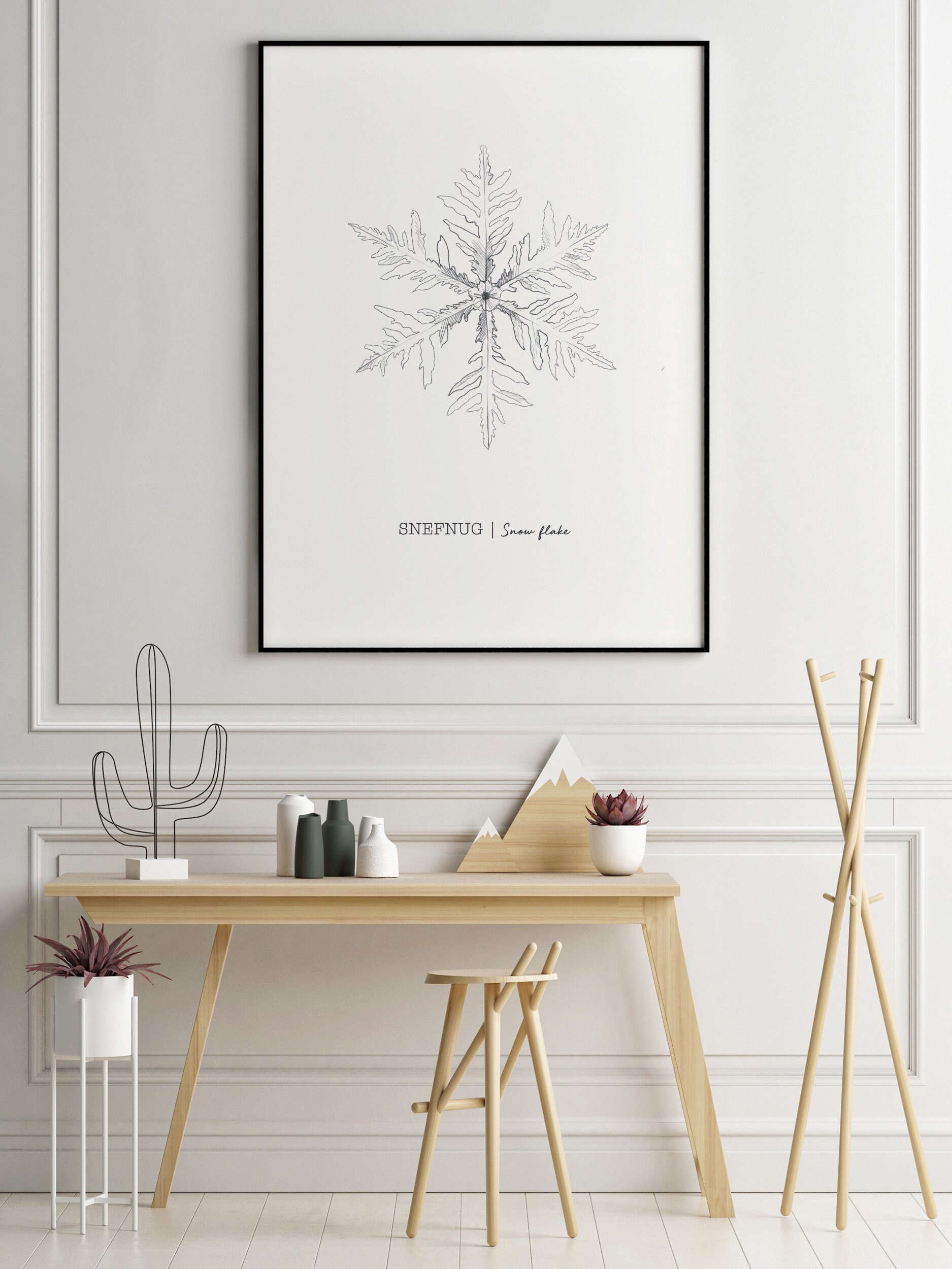 Snowflake Poster Christmas Poster Snowflake Art Holiday - Etsy