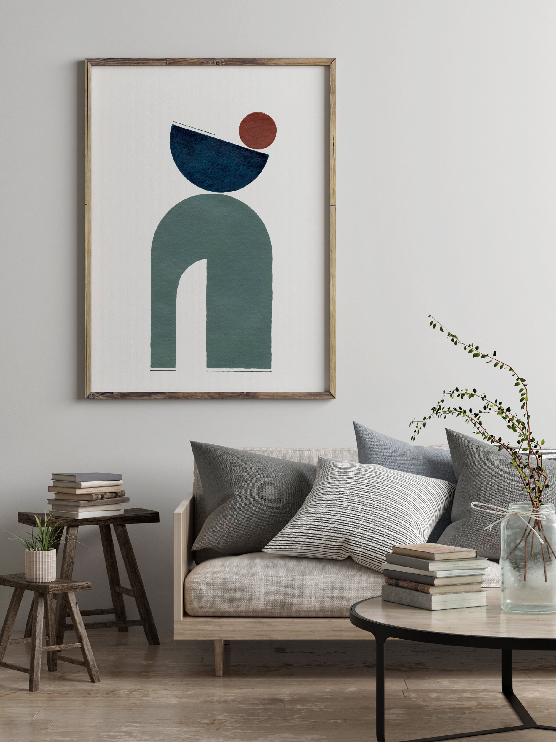 Geometric Poster Teal Geometric Art Scandi Poster Teal Wall | Etsy