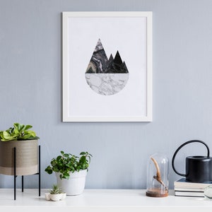 Marble Mountains Poster, Marble Wall Decor, Abstract Artwork ...