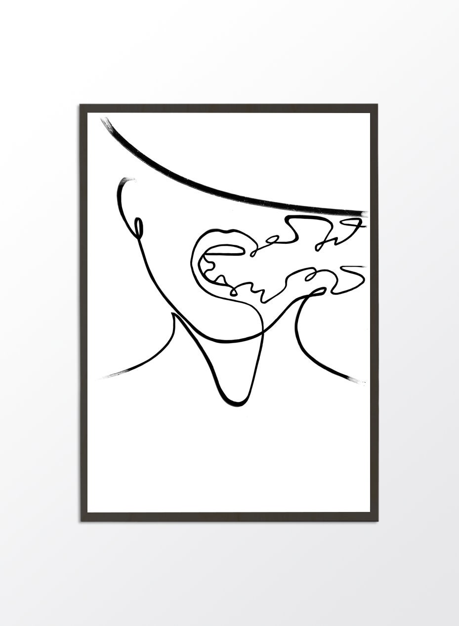 Anonymous Smoker Line Art Scandinavian Print Tumblr Room | Etsy