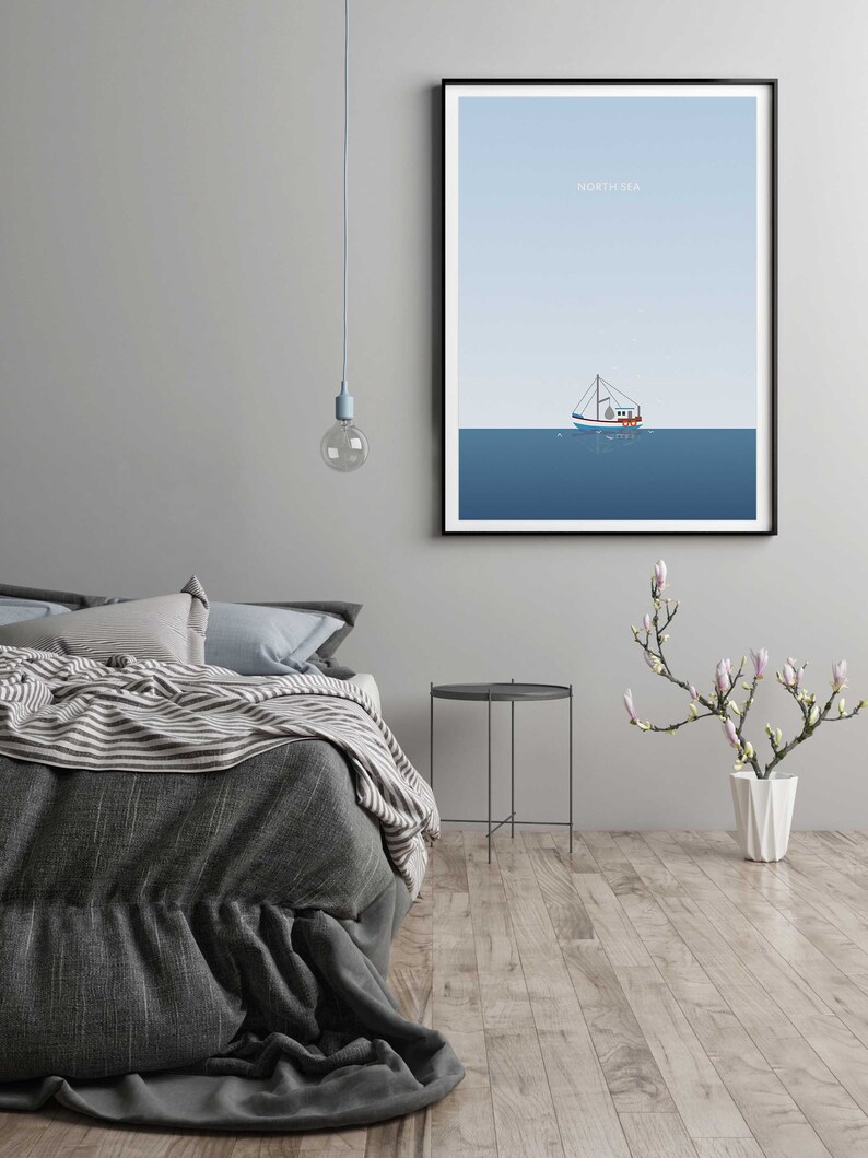 North Sea Poster Scandinavian Print Minimalist Print | Etsy