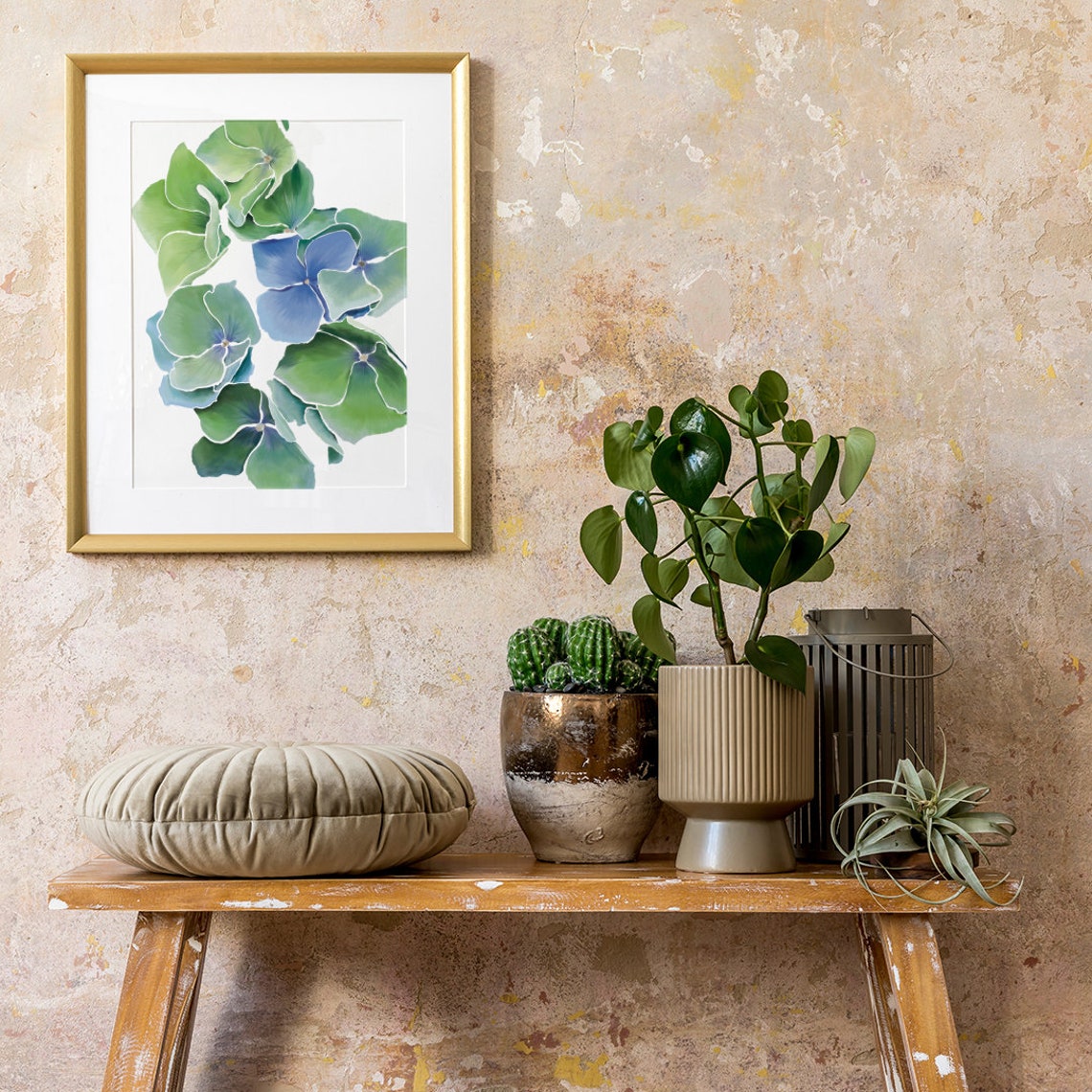 Blue Hydrangea Poster, Hydrangea Home Decor, Watercolor, Flowers ...
