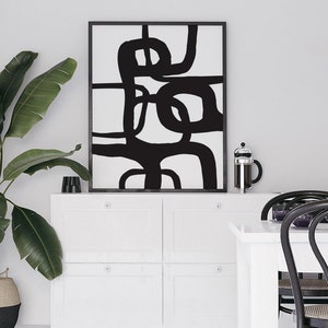 Abstract Black Poster Black White Print Modern Wall Decor | Etsy