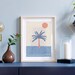 Blue Palm Tree, Palm Tree Decor, Coastal Poster, Sunset Poster, Palm ...